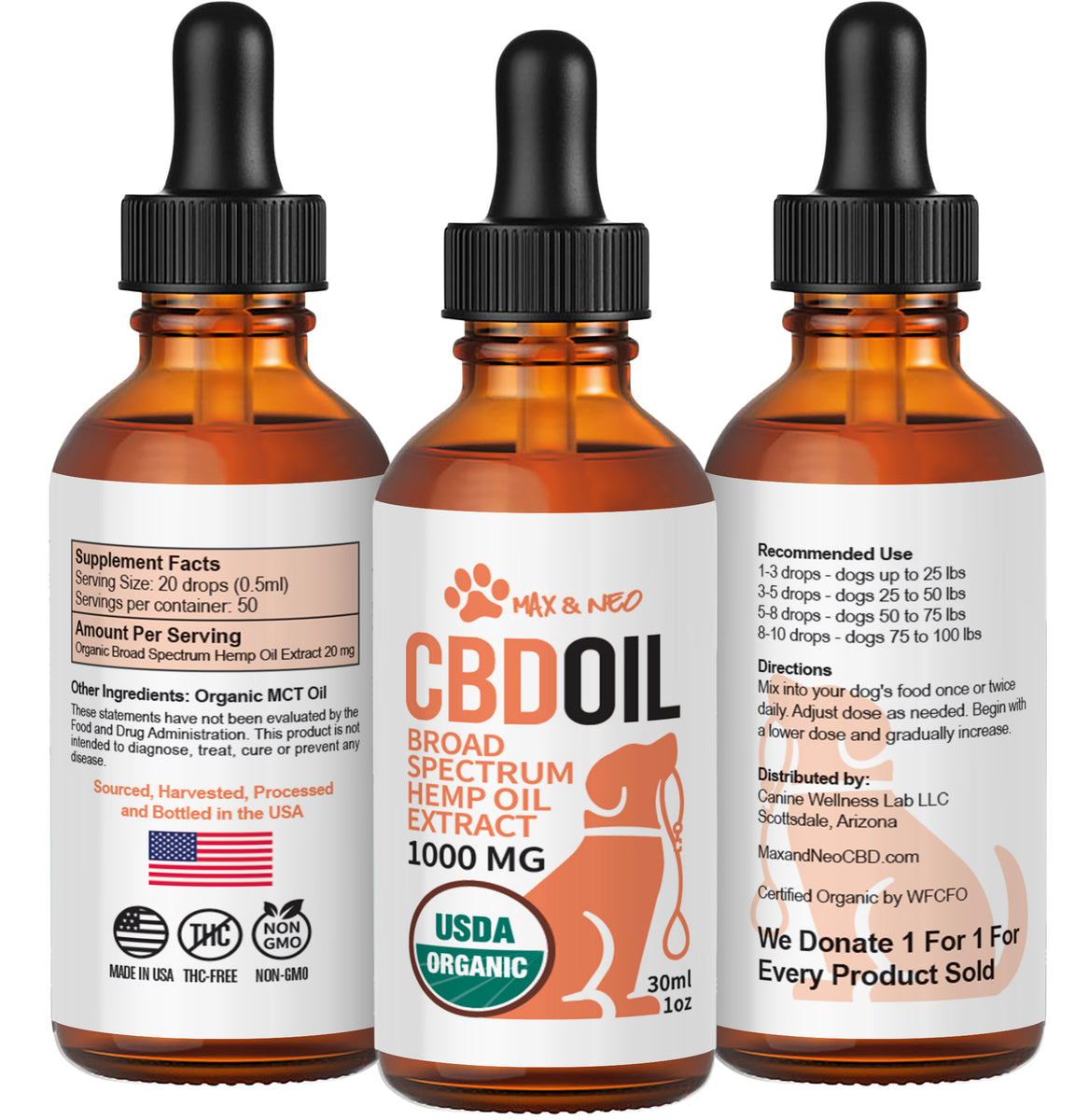 1000mg Organic CBD Oil for Large Dogs – Max and Neo CBD